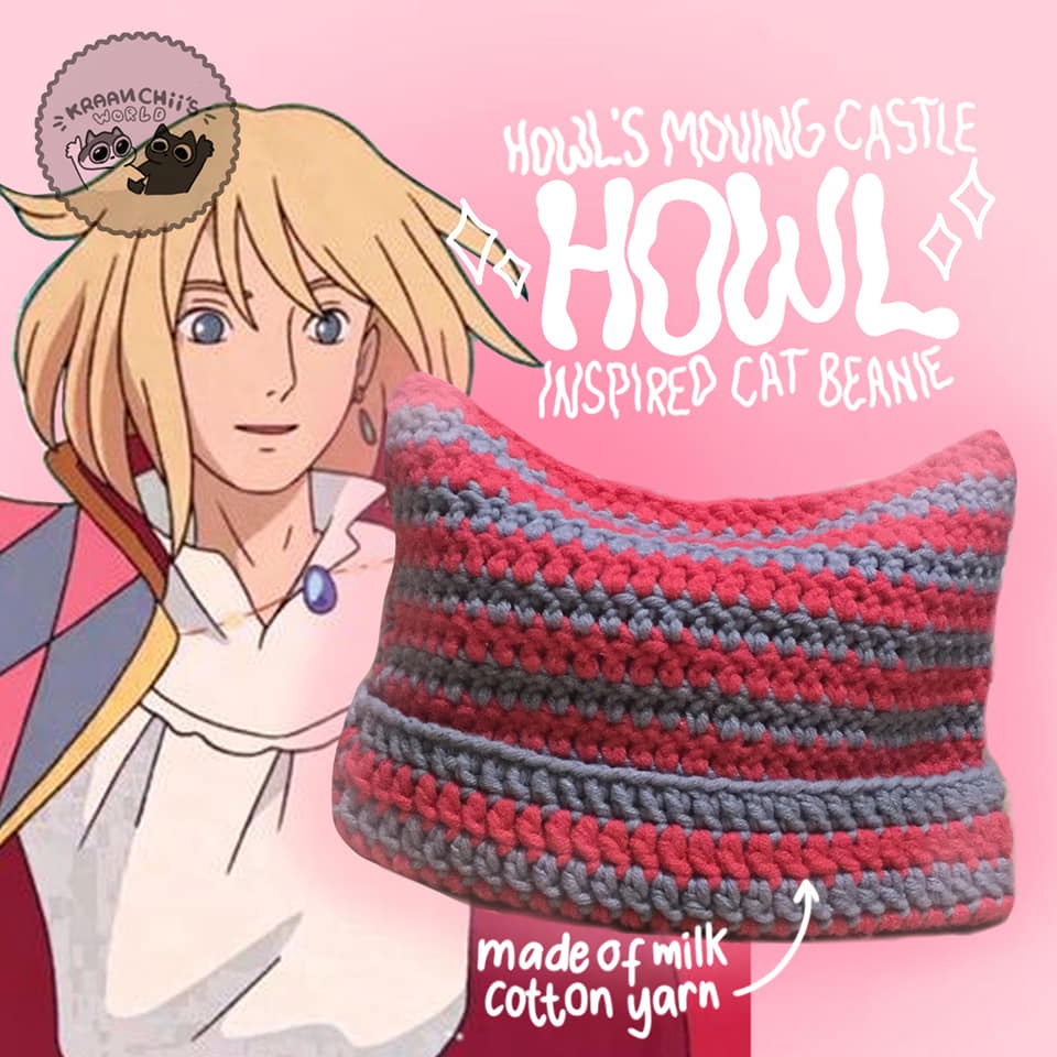 Howl's Moving Castle "HOWL" Studio Ghibli Inspired Crochet Square Cat ...