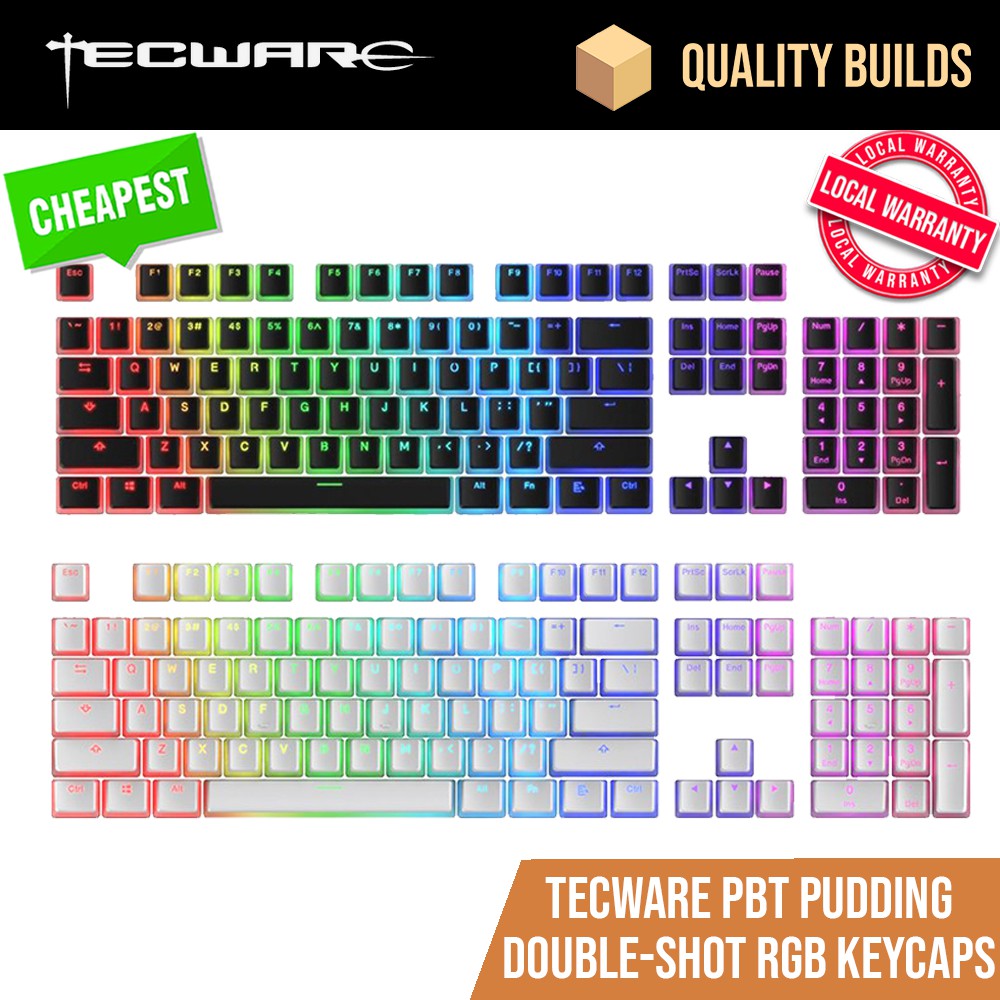 Tecware PBT Pudding Double-Shot 104 Keycap Key Cap Set RGB ARGB ...