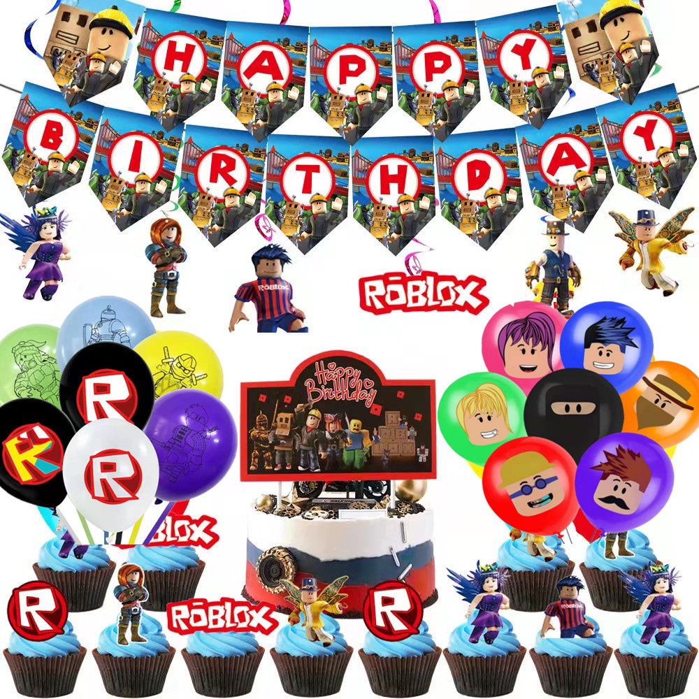 Roblox Birthday Theme Party Decoration Table Cloth Balloon Set Party ...
