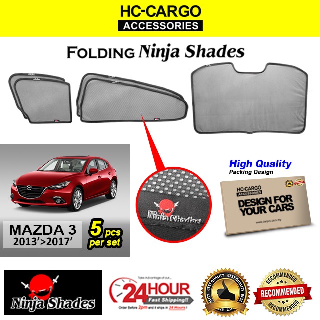 Mazda 3 2013 - 2017 Magnetic Ninja Shades Sunshade (5pcs) Ninja Sun ...