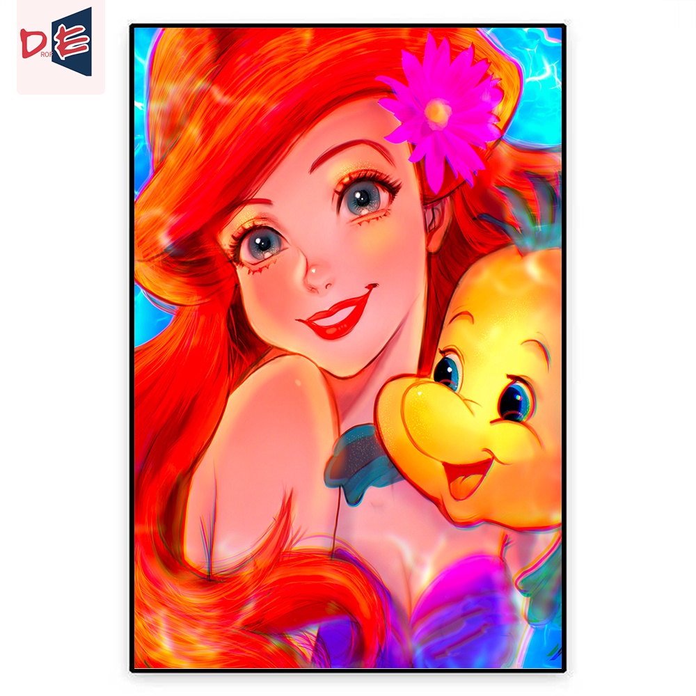 DROFE Diy Oil Painting By Numbers Disney The Little Mermaid Paint With ...