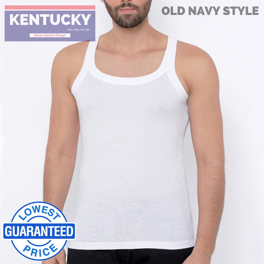 Kentucky White Navy Style Stretchable Sando for Adult Men | Shopee ...