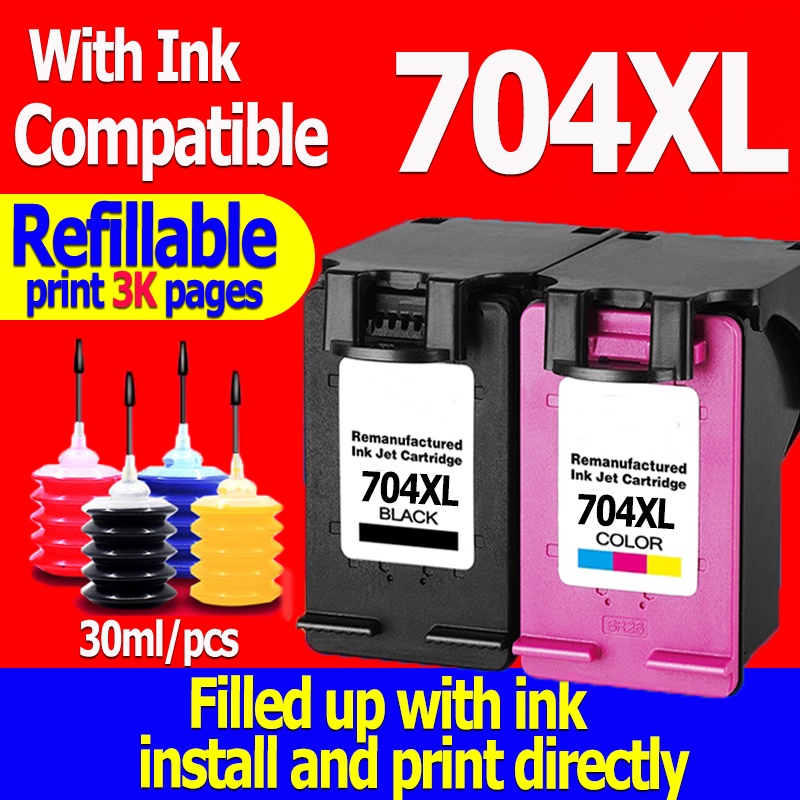 HP 704 ink cartridge HP 704XL black HP704XL refillable ink cartridge ...