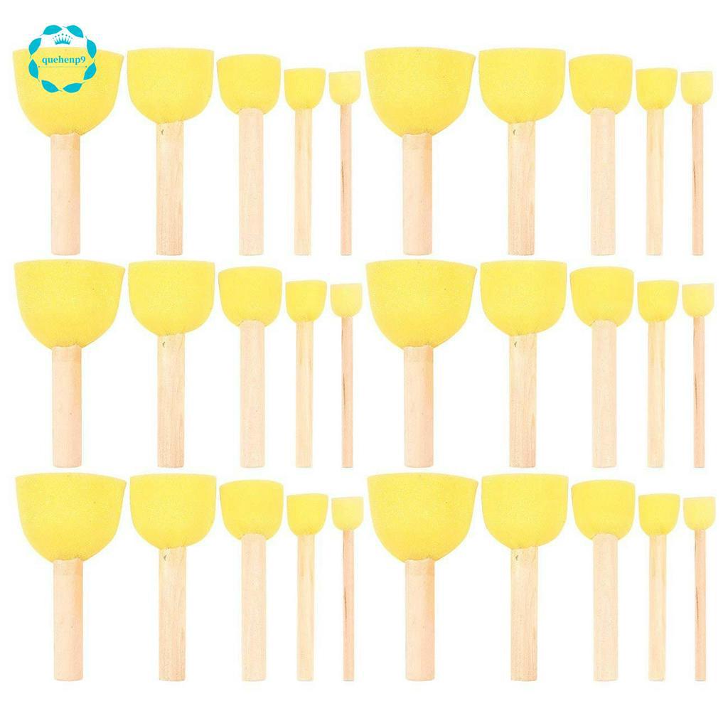 Pack of 30 Round Foam Sponge Paint Brush Set - Stencil Brush Value Pack - 5 Different Sizes ...