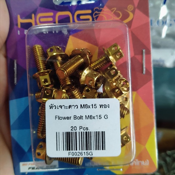 HENG 6x15 FLOWER BOLT GOLD CRANKCASE (sold 1per pc) | Shopee Philippines