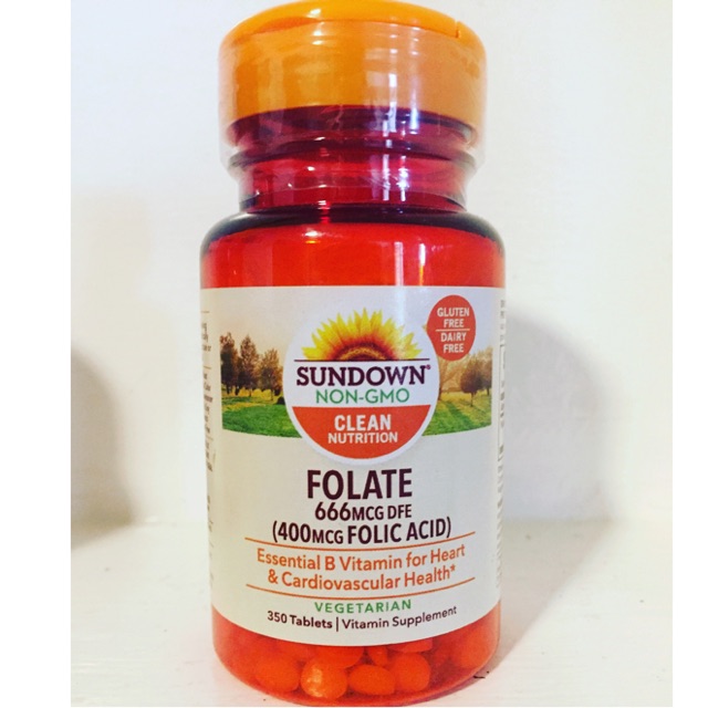 SUNDOWN FOLATE 666mcg dfe (400mcg FOLIC ACID) imported from usa ...