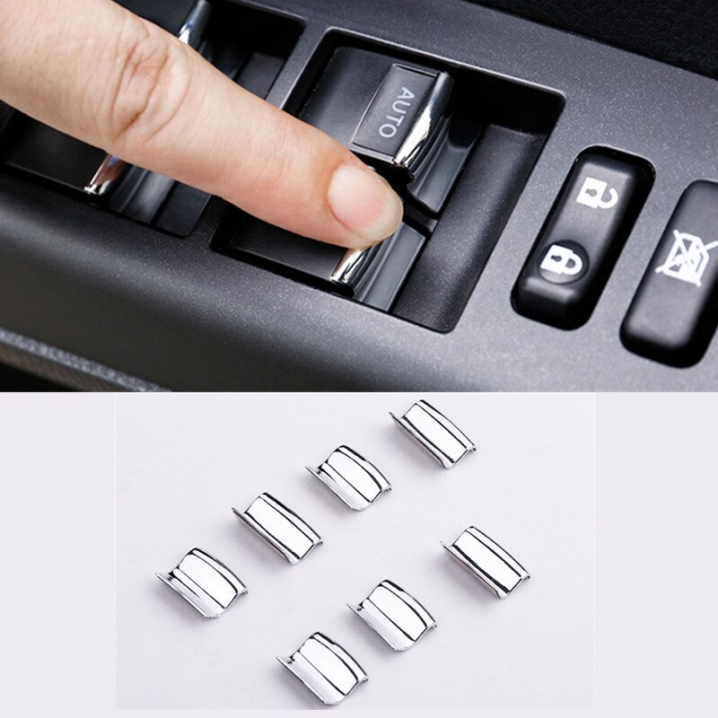 7pcs Chrome Window Glass Lift Button Cover Trim Decal for Toyota VIOS ...