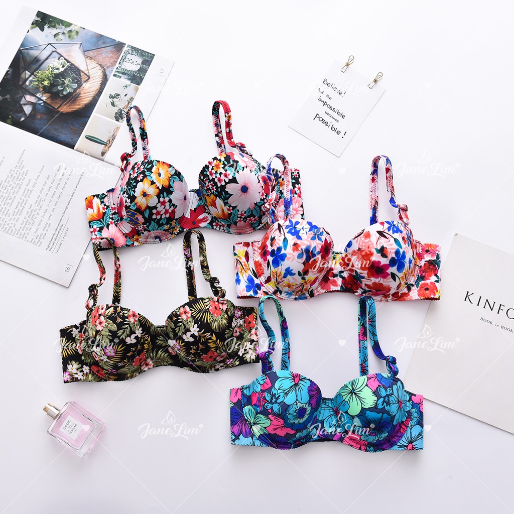 Janelim™ Summer Breeze Floral Designed Wonder bra push up / Strapless ...