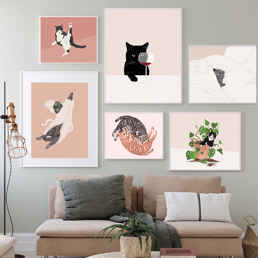 Funny Cats Modern Posters And Prints Canvas Painting Black Cat and ...