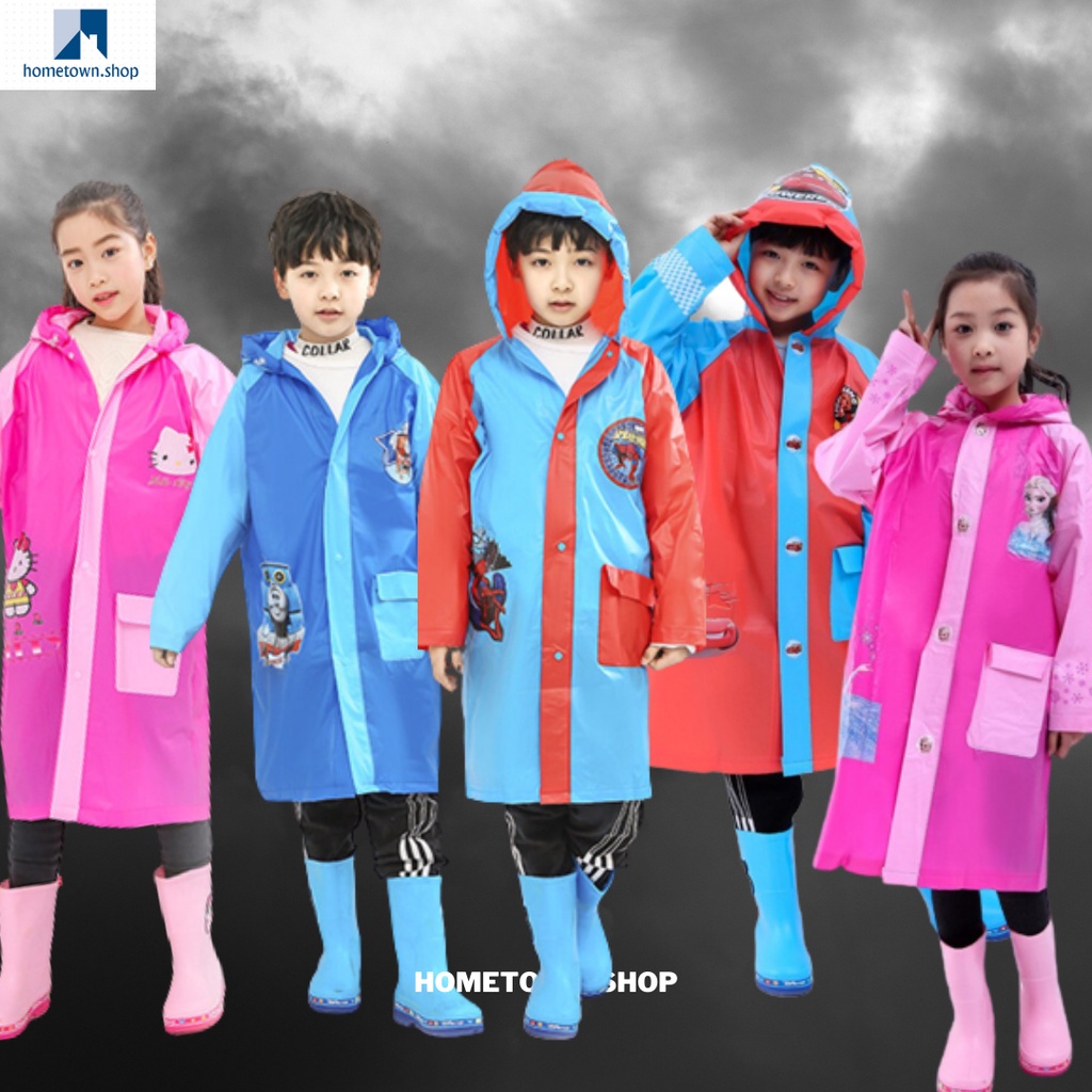 PVC thick children raincoat/poncho with inflatable brim Waterproof ...