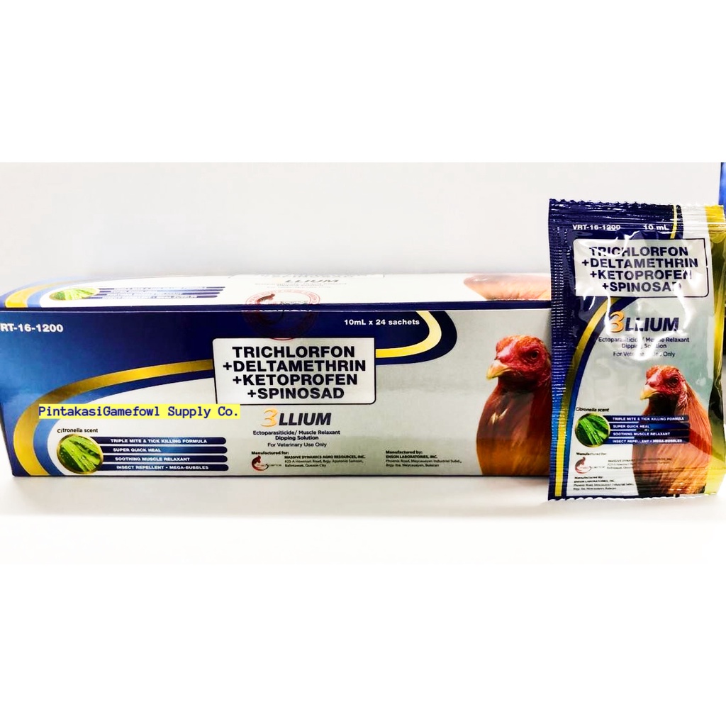 1 BOX 3LLIUM Shampoo 10mL x 24 sachet for Gamefowl Rooster | Shopee ...