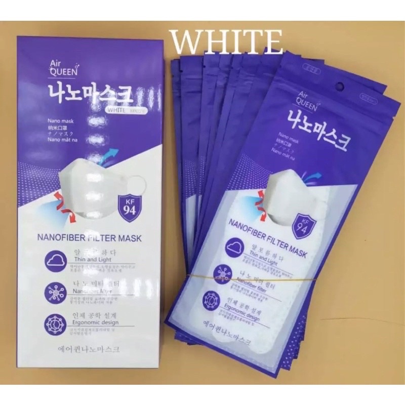 100 Piece KF94 Air Queen Nano Fiber (Individual Pack) Face Mask Bundle ...