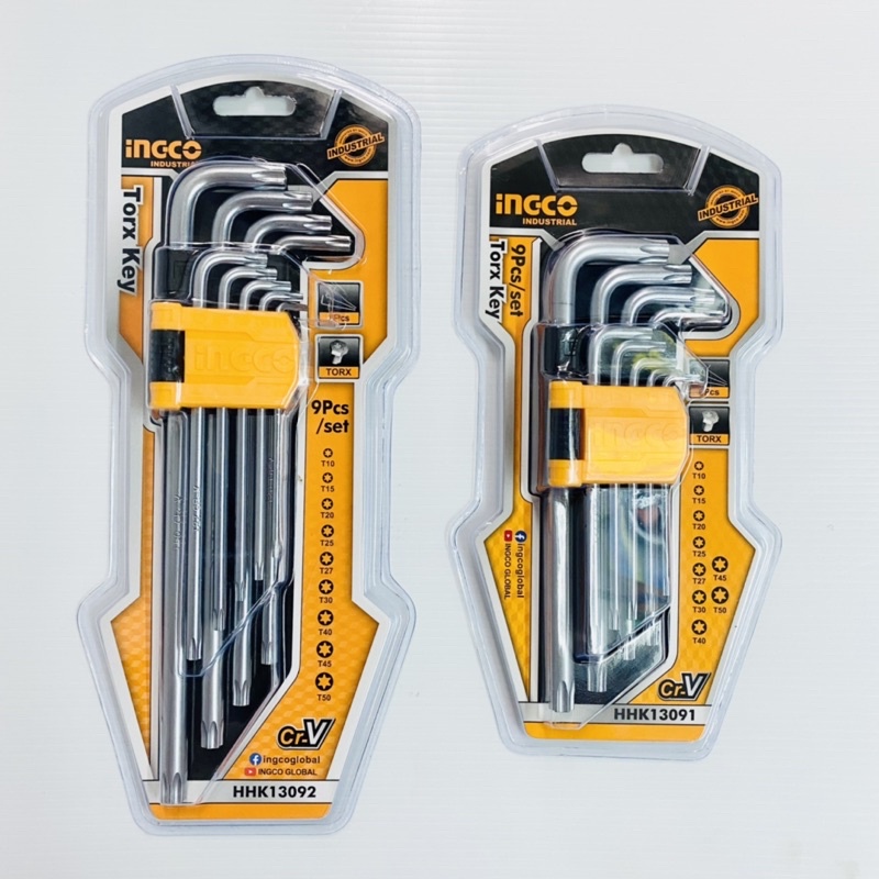 INGCO Hexagon Allen KEY 9-Piece Long Version Extra Star Wrench Pleat ...