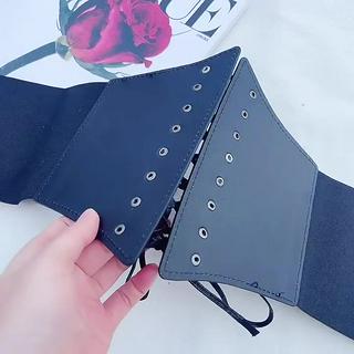 MXBEAUTY Simple Wide Waistband Vintage Elastic Waist Strap PU Leather ...