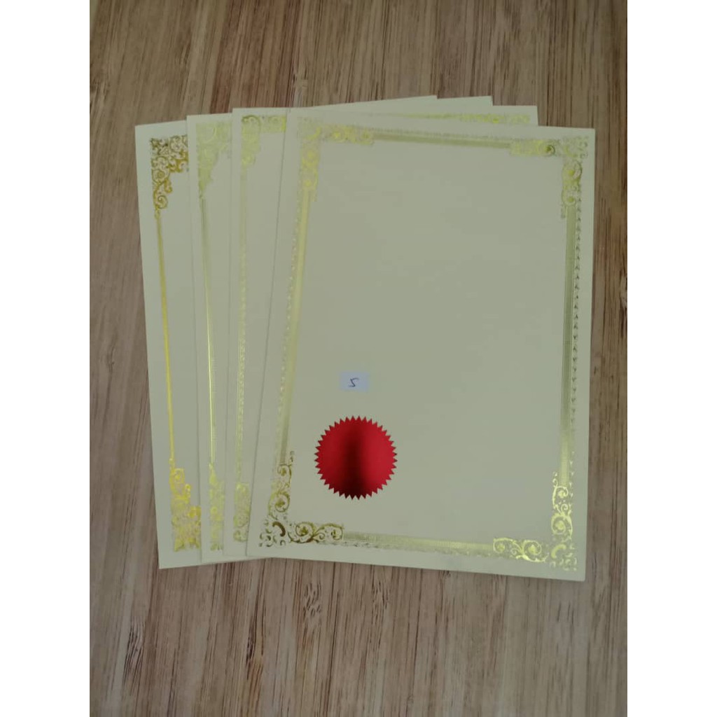 A4 Hot Stamping Certificate Card With Seal 160g 10's | Shopee Philippines
