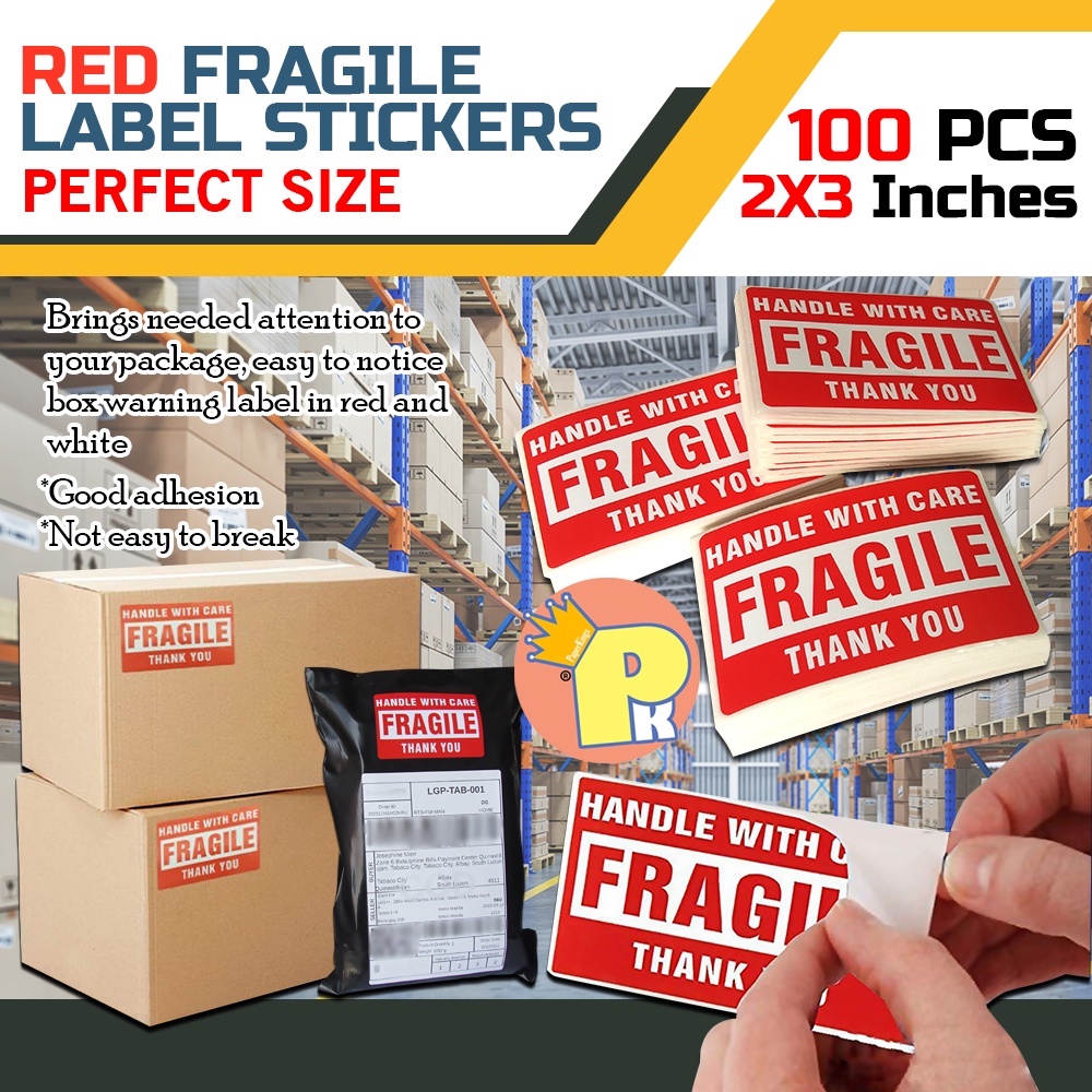 Fragile Stickers Warning Label for Parcels and Boxes Handle with Care ...