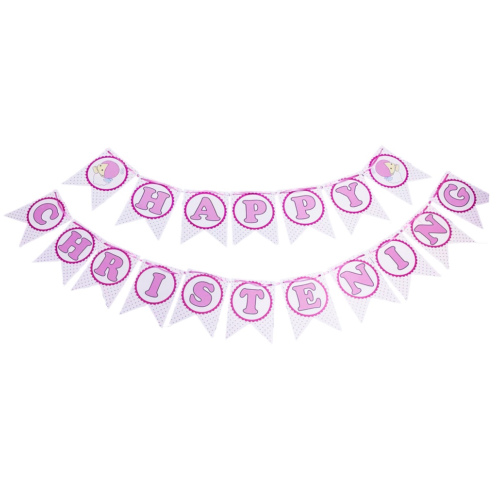 Happy Christening Banner for Baby Shower Baby Girl and Boy Baptismal ...