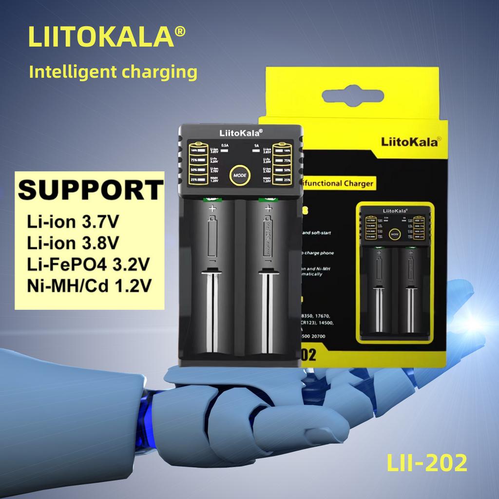 LiitoKala lii-202 18650 26650 16340 14500 Charger 5V2A input | Shopee ...