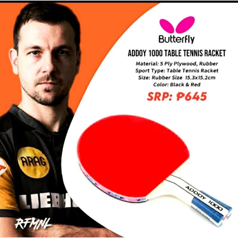 Butterfly Addoy 1000, 2000 and 3000 Table Tennis Racket Per Piece ...