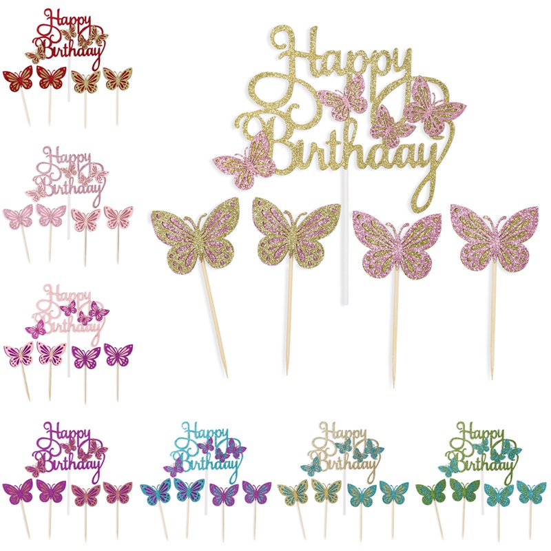 13pcs Butterfly Cake Toppers Princess Girl Wedding Happy Birthday Party ...