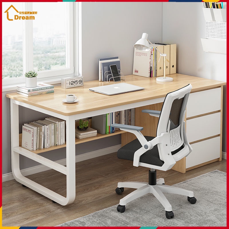 Nordic Study Table Desk Computer Desk Table White With Drawers Cabinet ...