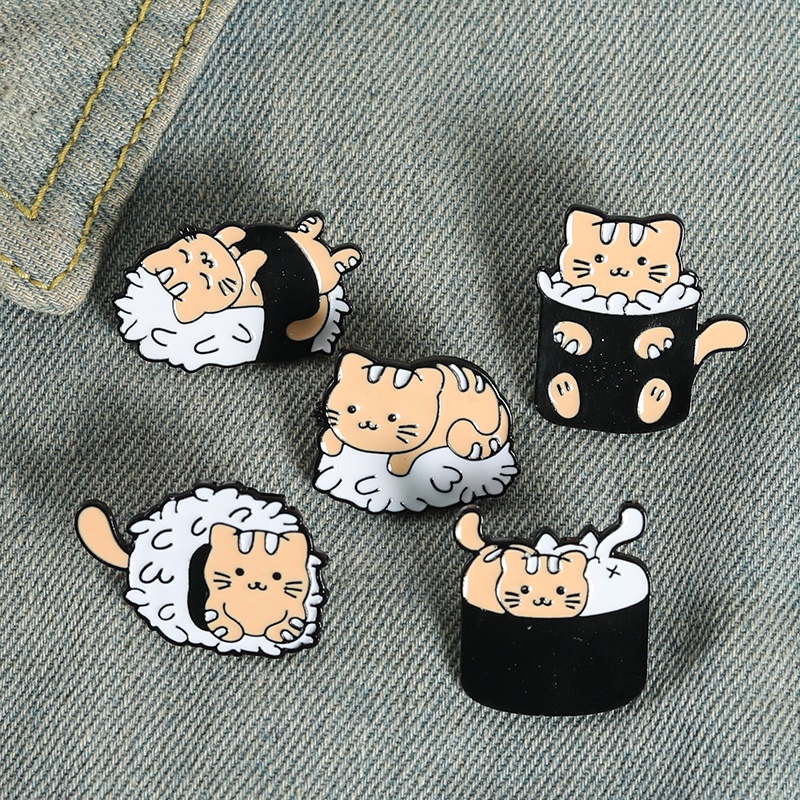 Cartoon Sushi Cat Enamel Pin Cute Animal Badge Brooch Lapel Pin Gift ...