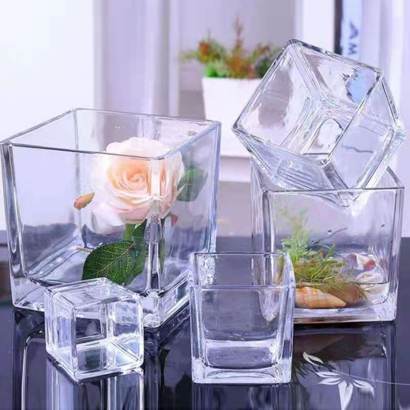 4Size Crystal Glass Square Vase Plain | Shopee Philippines