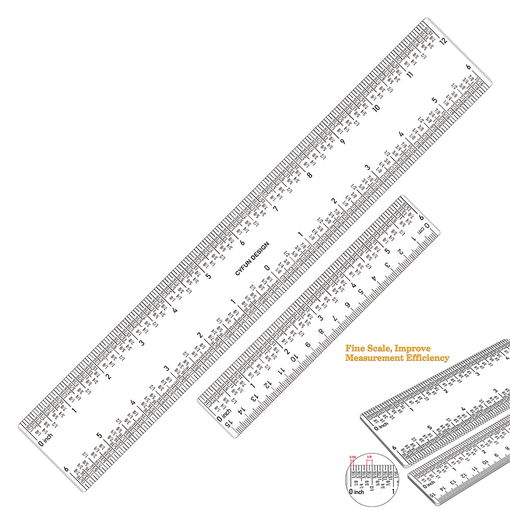 6"/12" Clear Acrylic Ruler; Zero-Centering 12 Inch Clear Acrylic Ruler ...