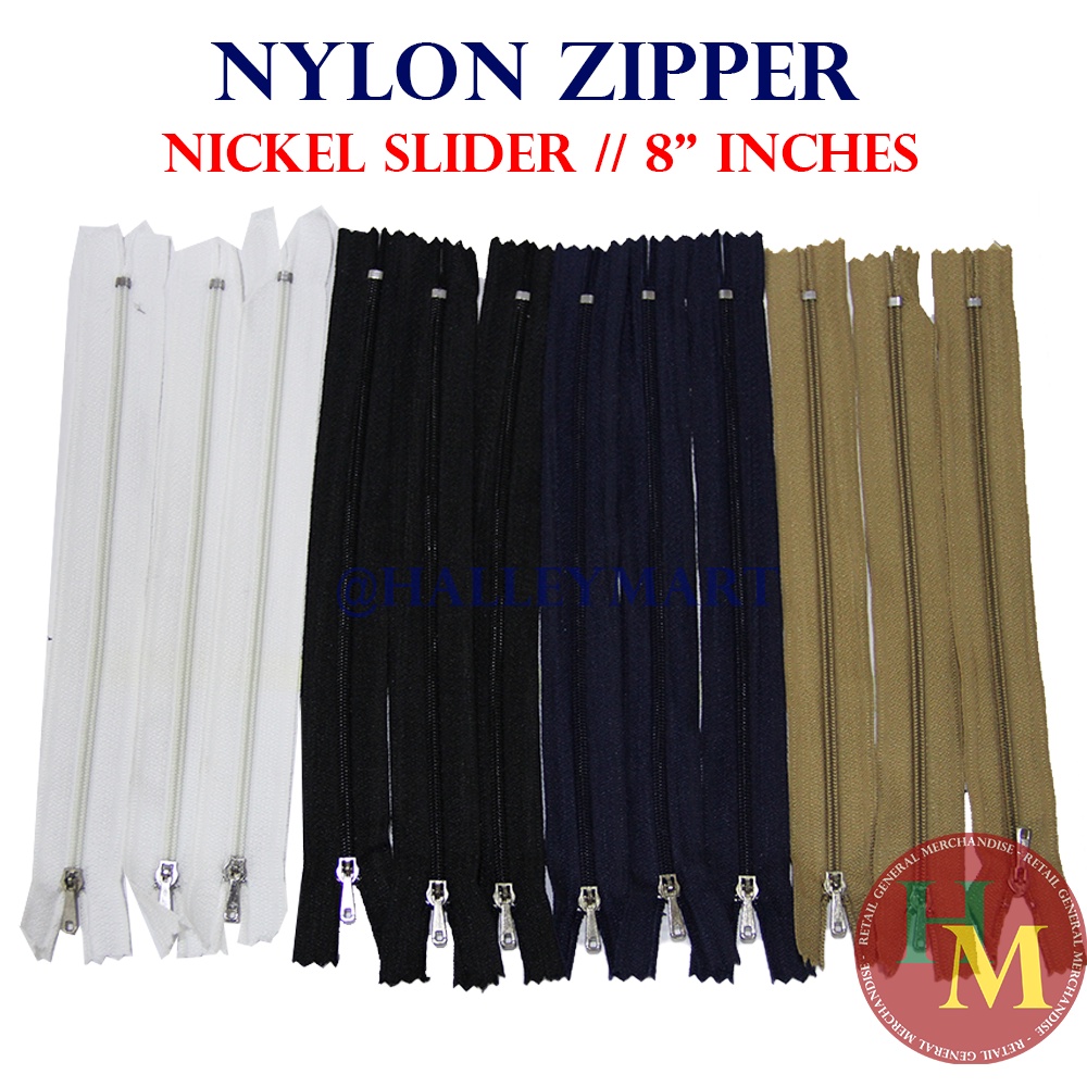 ZIPPER [ON-HAND] NYLON NICKEL SLIDER / SILVER SLIDER 8'' INCHES (Per ...