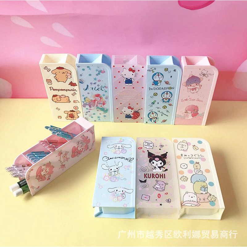 Cute Cartoon Pen Holder 5 Layer Stationery Box Kitty Melody Kawai Bekas ...