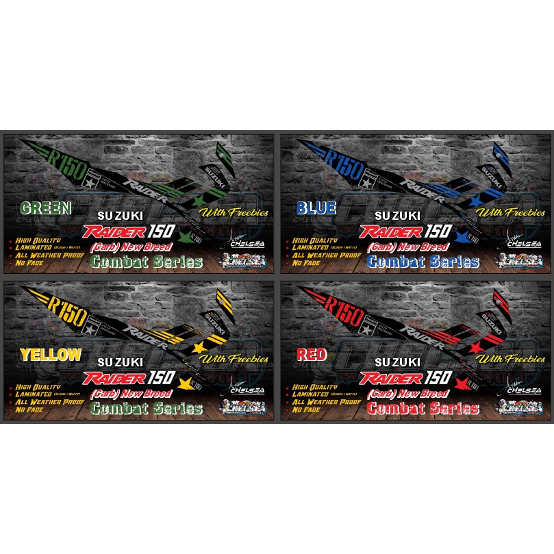 Suzuki Raider 150 New Breed Combat Series Stock Decals / Stickers With ...