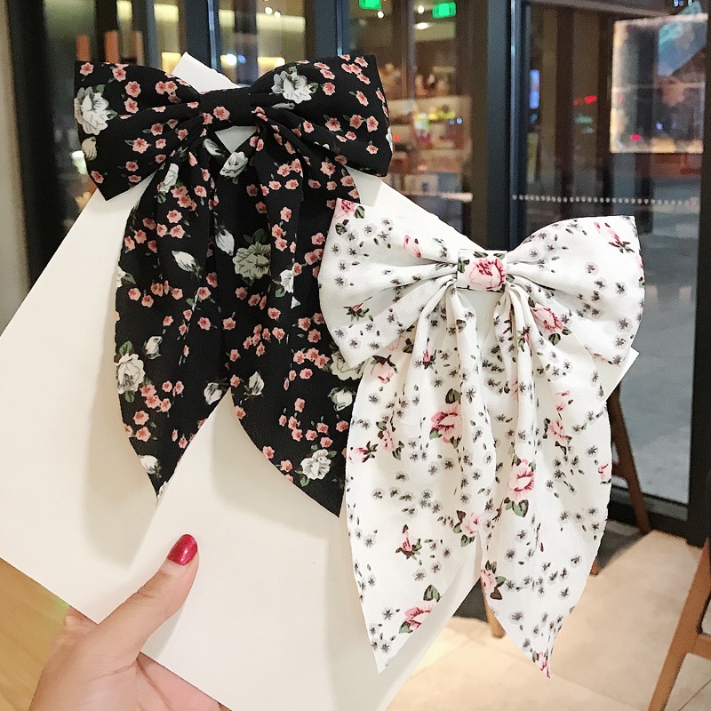 Ribbon Small Fresh Floral Bowknot Hair Clip Duckbill Clip Accessories ...