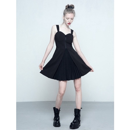 DevilNight UK Vampire Chiffon Pleated Dress Black Goth Gothic A-line ...