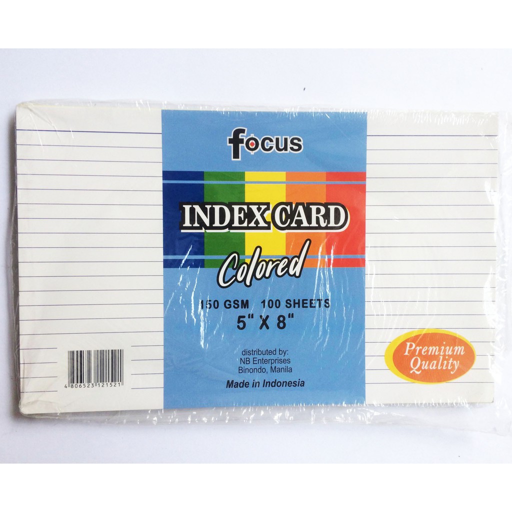 Index Card Colored Focus 1 2 5 x 8 1 4 4 x 6 1 8 3 X 5