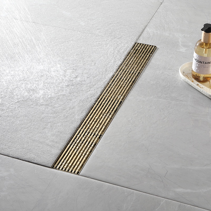 Tile Insert Stainless Steel Zirconium Gold Linear Shower Floor Drain ...