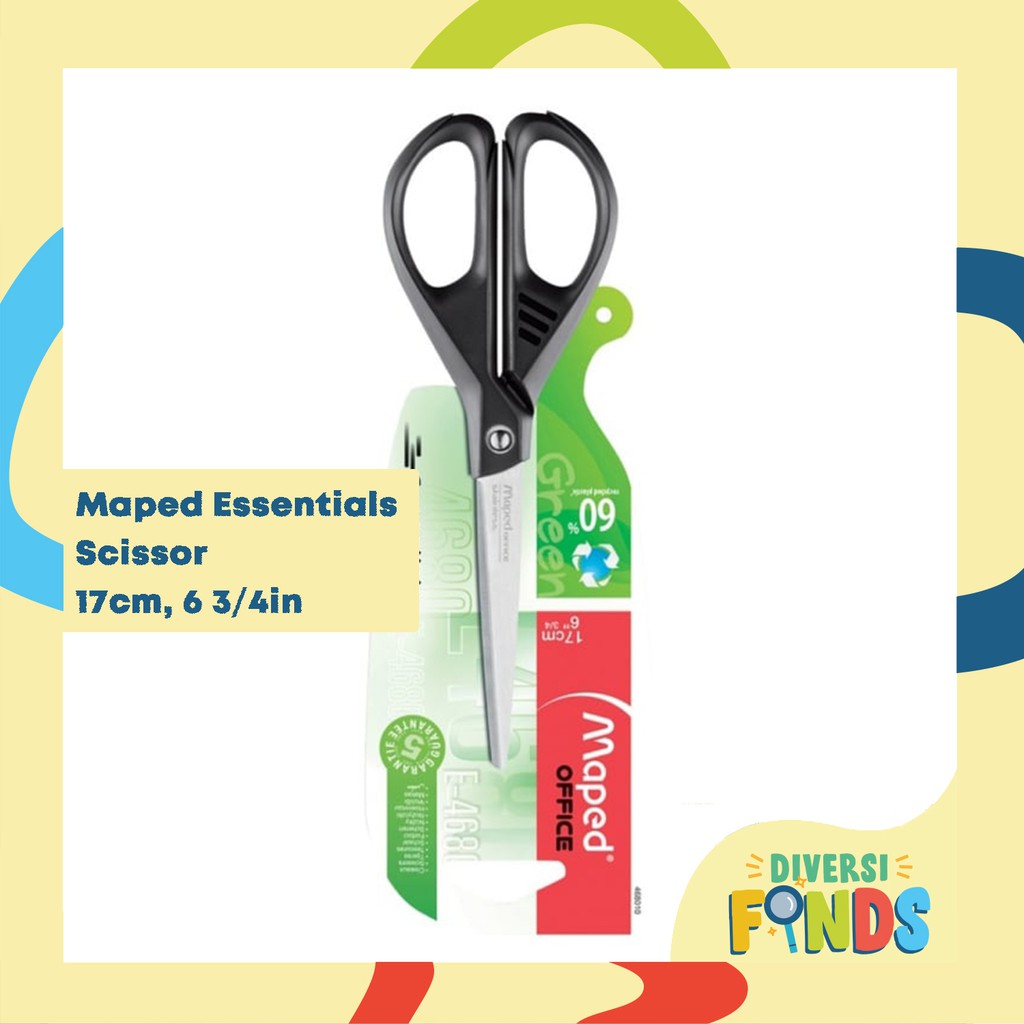 Maped Essentials Scissors 17cm (6 3/4") or 21cm (8 1/4") - Stainless ...
