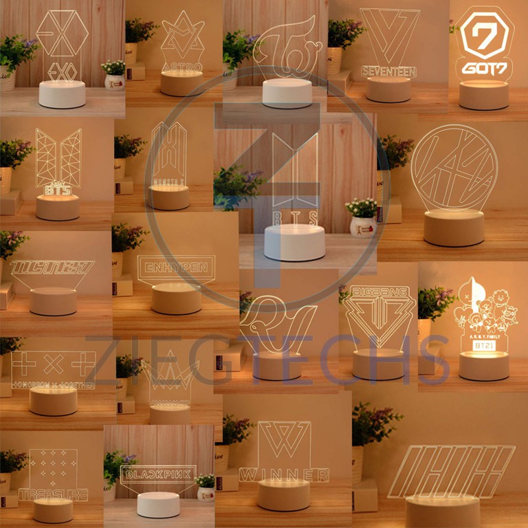 Kpop 3D Night Lamp Acrylic Led Table Night Desk Lamp USB Home Decor ...