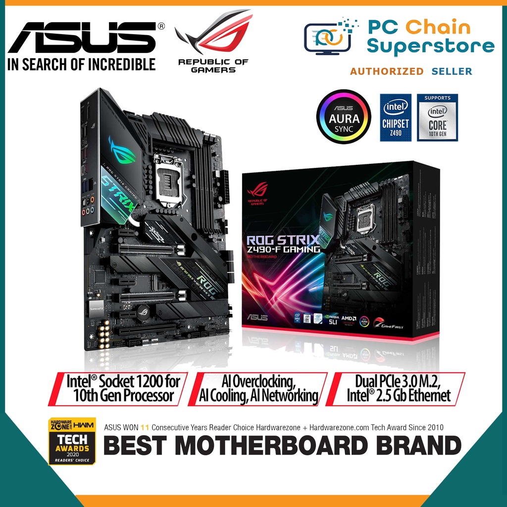 ASUS ROG Strix Z490-F Gaming Intel Z490 LGA1200 ATX motherboard ...