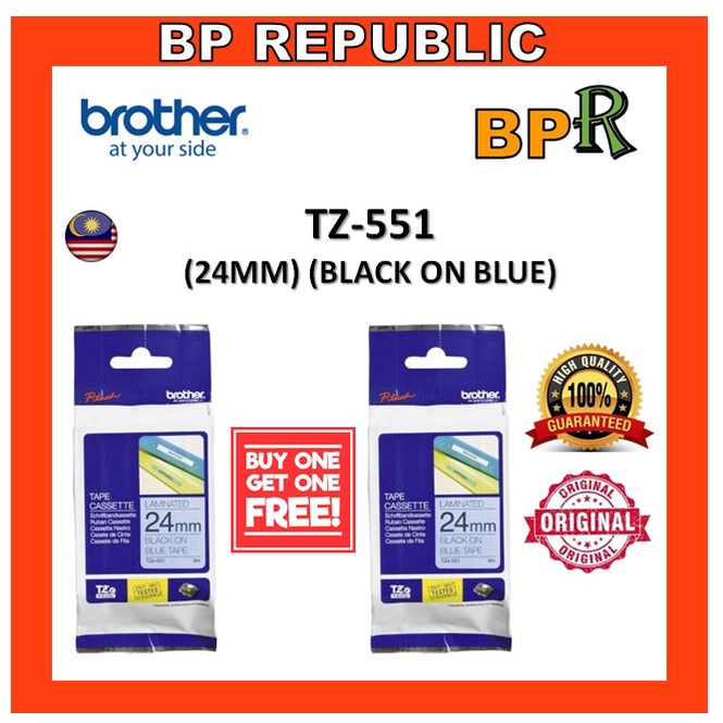 Brother TZ-551 24MM Tape (Black on Blue) | Shopee Philippines