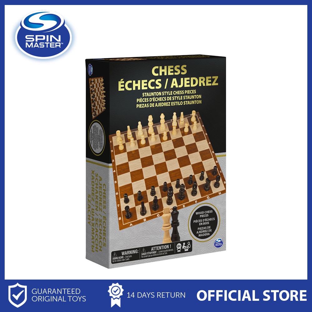 Spin Master Games Classic Wood Chess V2 Family Game,Board Game Toys for ...