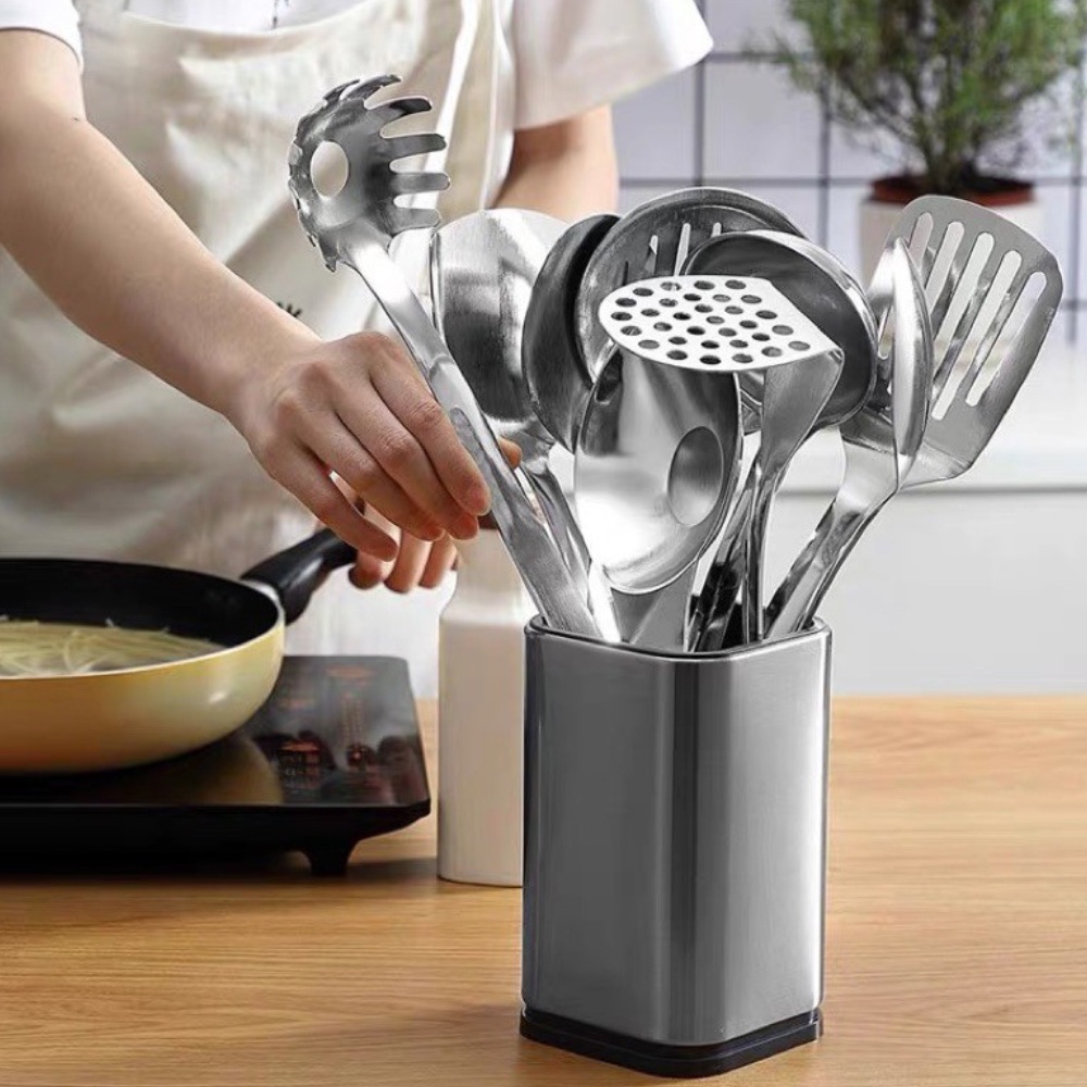 Stainless Steel Kitchen Utensil Holder Kitchen Cutlery Storage Bucket ...
