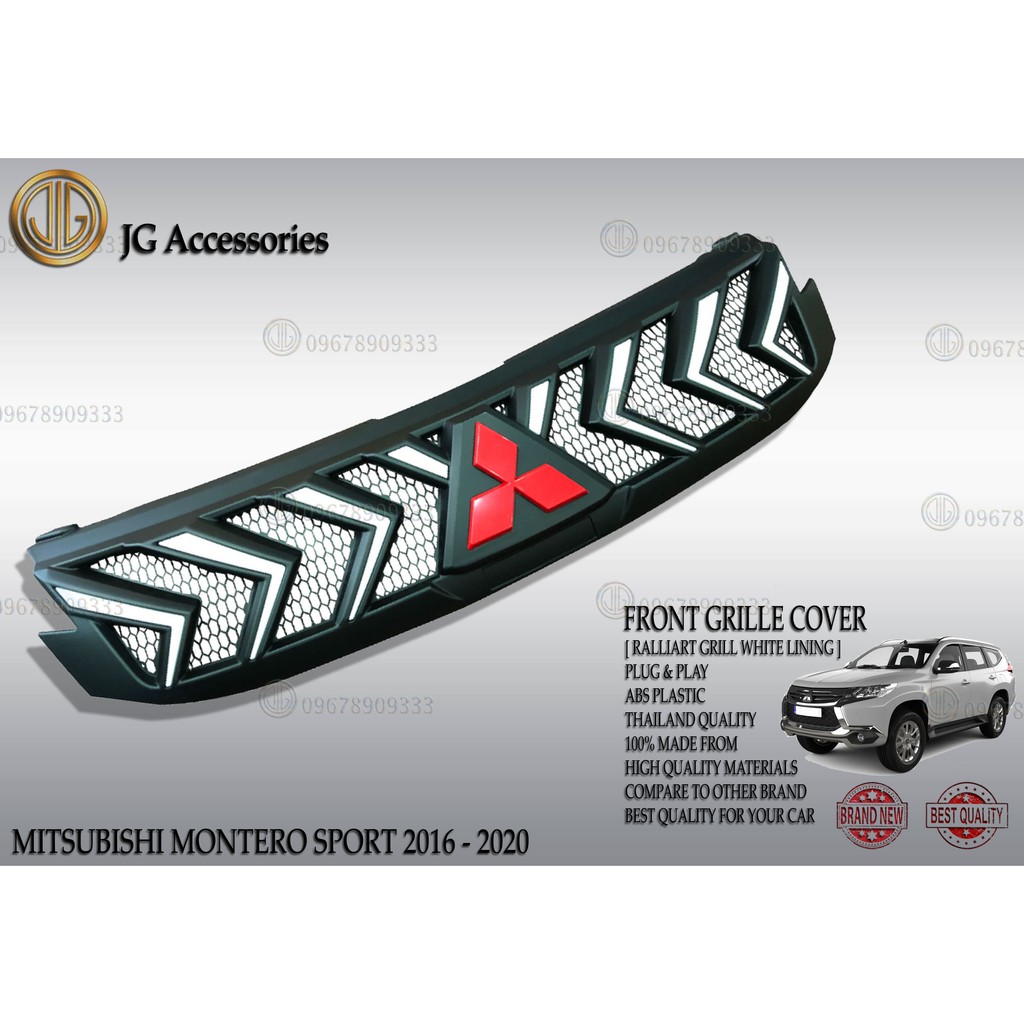 MITSUBISHI MONTERO SPORT 2016- 2020 RALLIART FRONT GRILL COVER WHITE ...