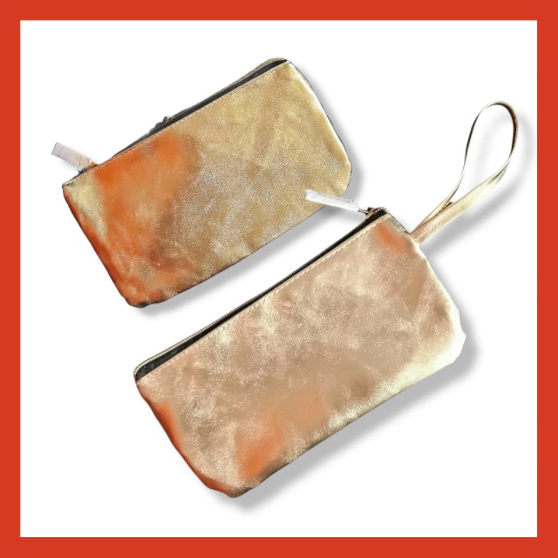 Metallic Gold Pouch with Gold Zipper Makeup Kit Pouch | Shopee Philippines