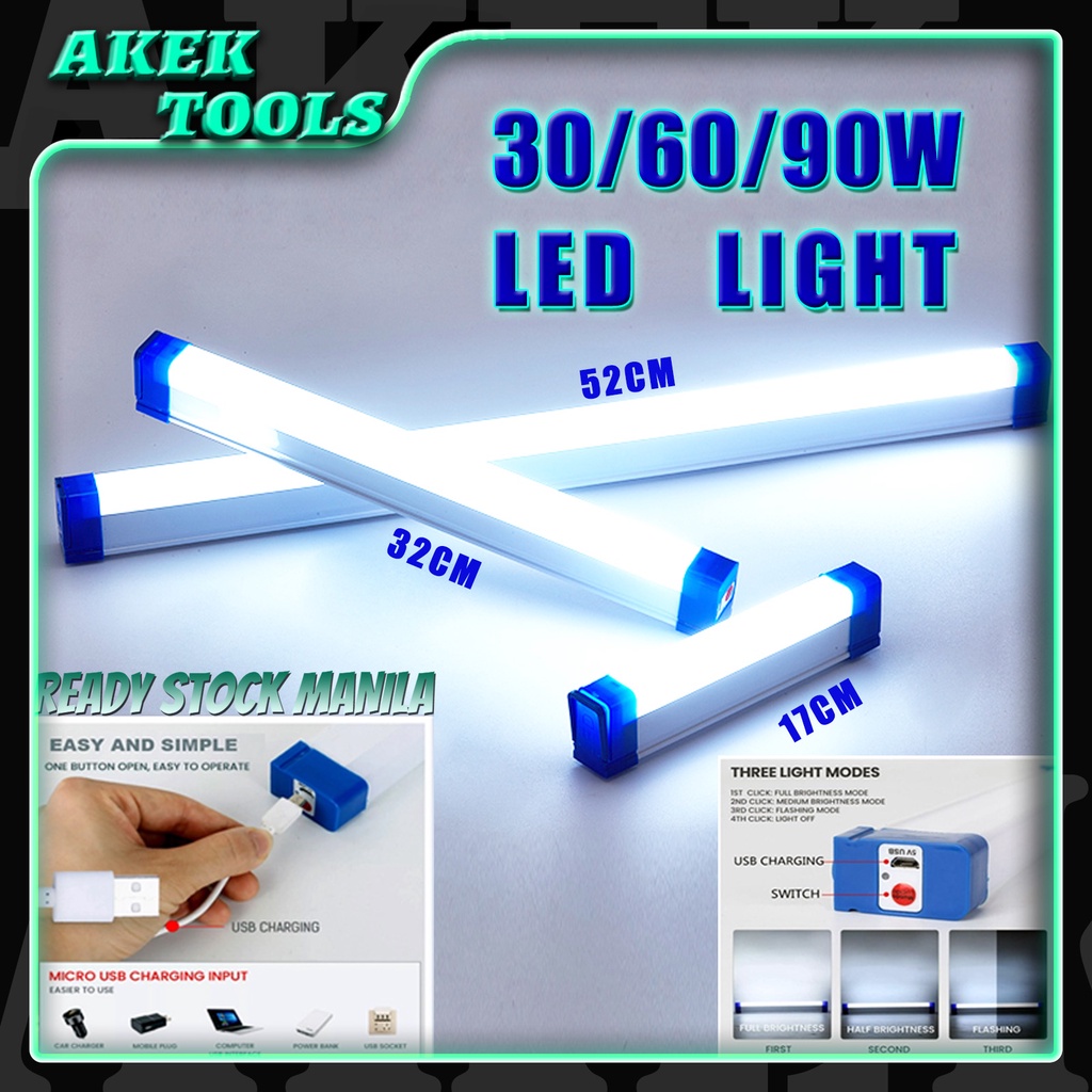 30W 60W 90W LED pasar malam Light USB Rechargeable Emergency Light ...