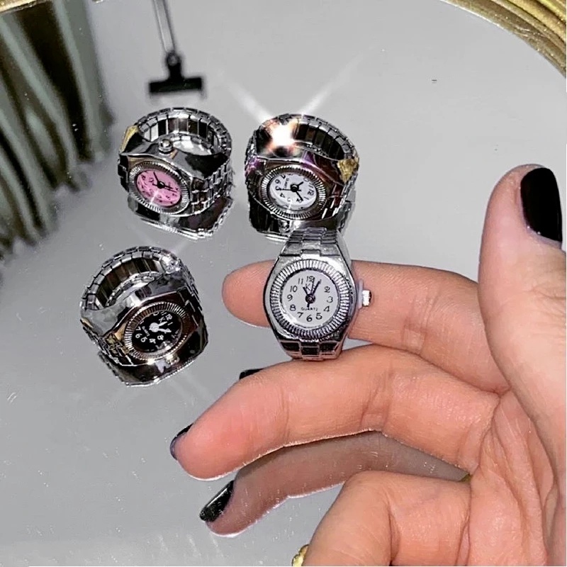Vintage Multicolor Quartz Watch Rings For Women Men / Punk Hip Hop ...