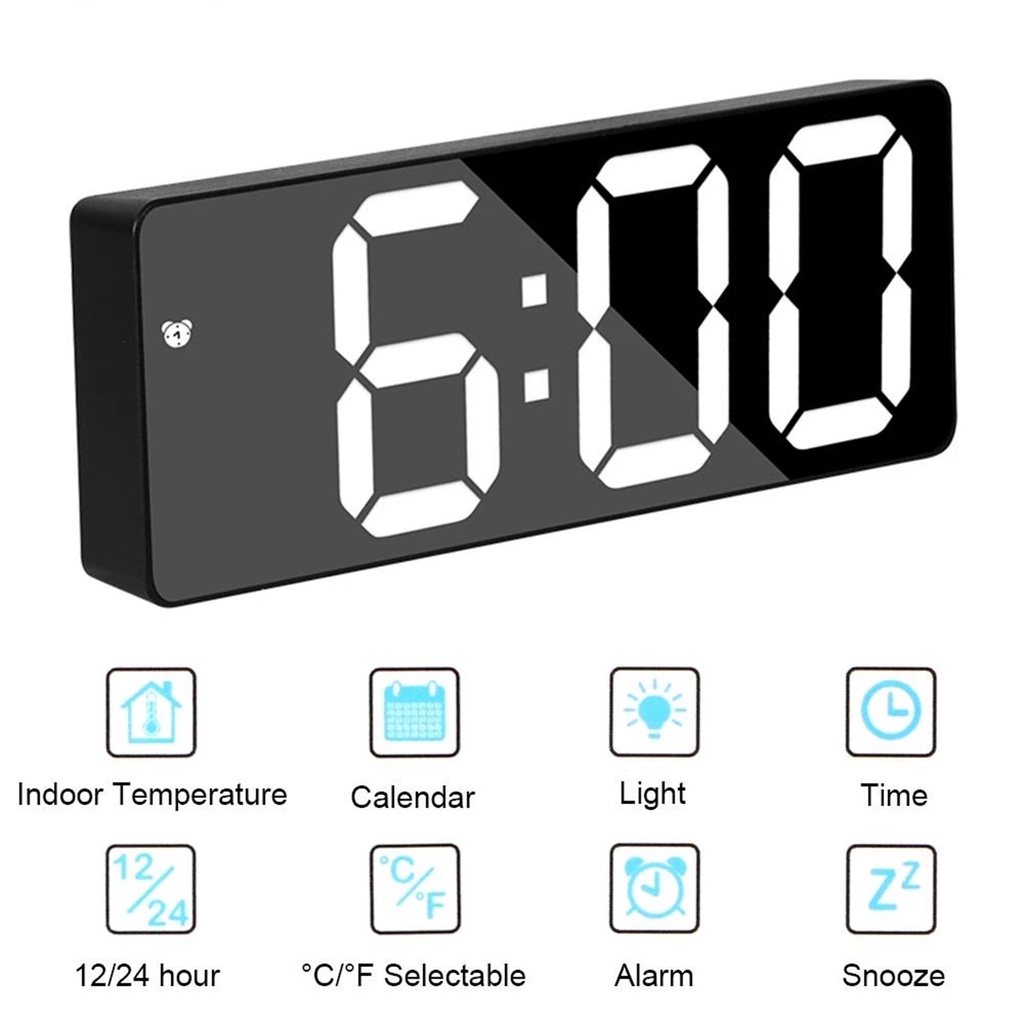 Smart LED Clock Bedside Digital Alarm Clocks Desktop Table Electronic ...