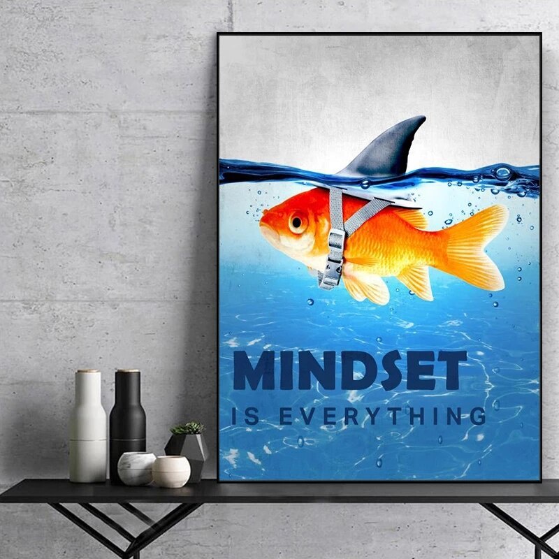 Mindset Shark Fish Canvas Painting Inspirational Quote Art Posters ...