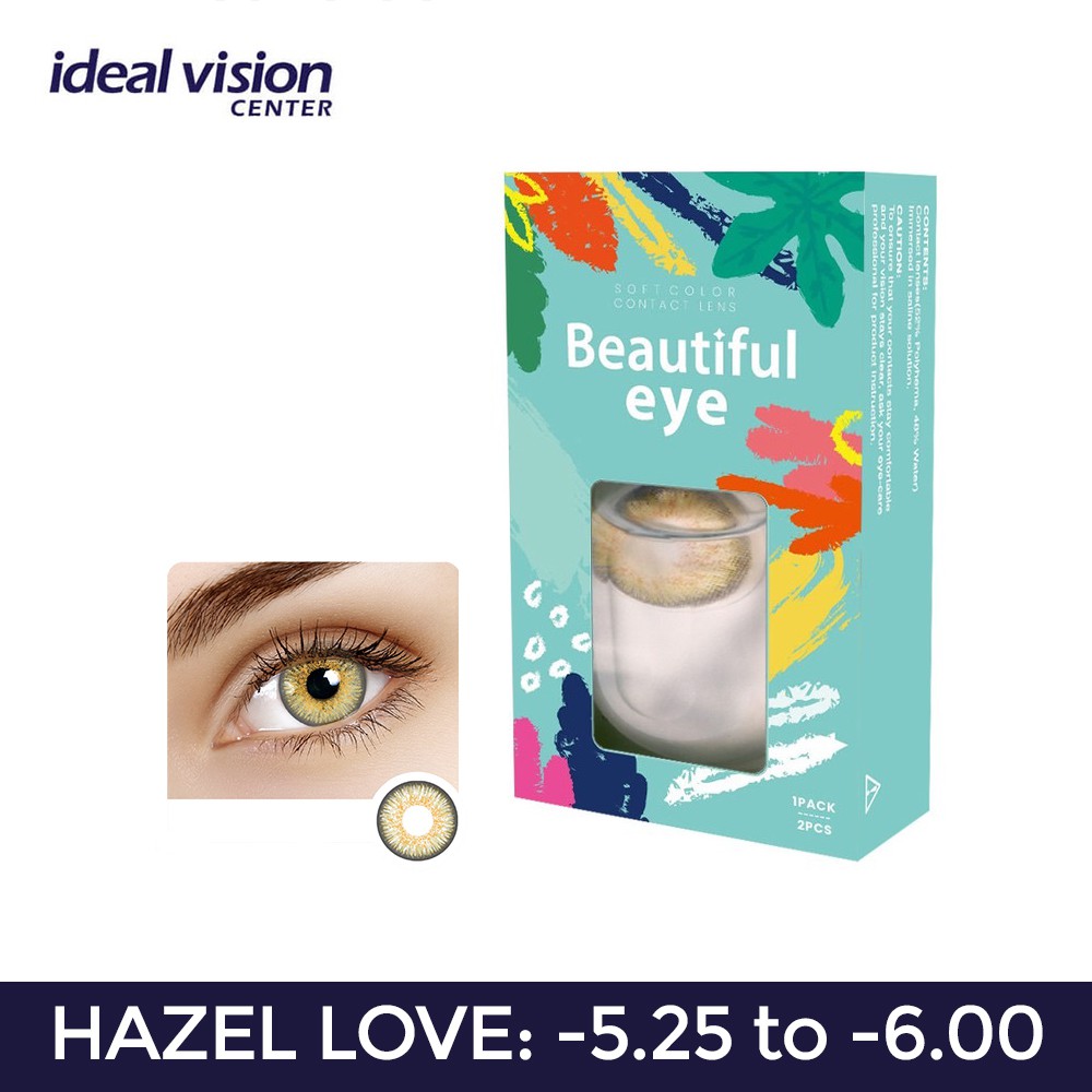 Beautiful Eye Hazel Love Monthly Colored Contact Lenses 1 Box / -5.25 ...