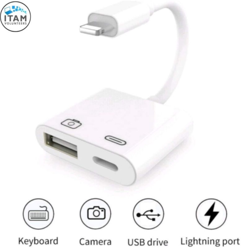 2in1 iPhone Lightning 3.0 USB Cable Charging and OTG Adapter/iOS ...