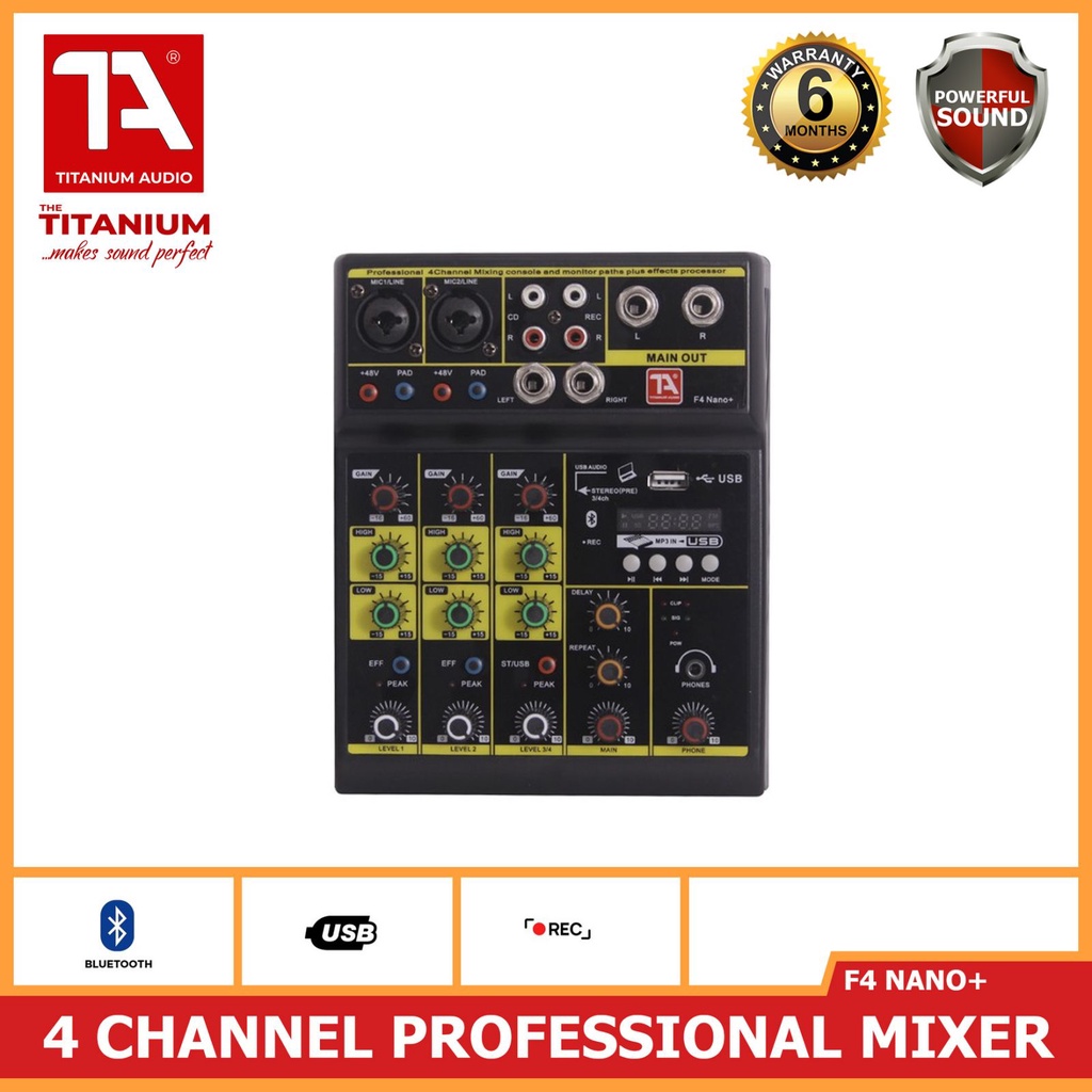 Titanium Audio F4 Nano+ Mixer 4 Channel Professional Mixing Console ...